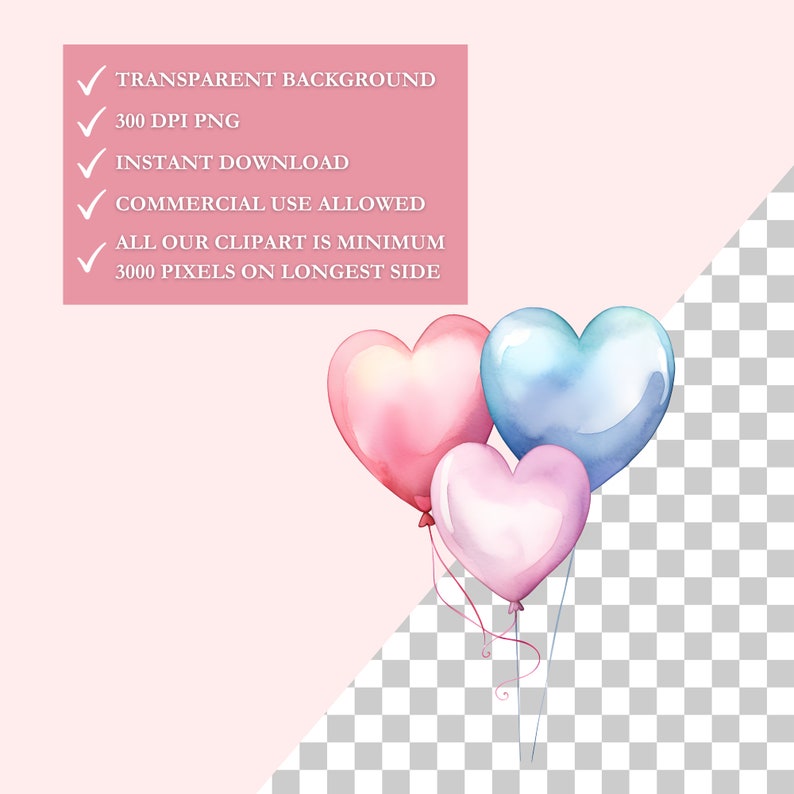 Love Heart Balloons Clipart Transparent PNG Commercial Use Clip Art ...