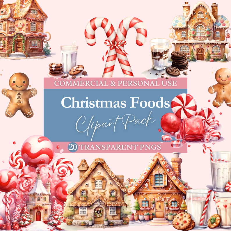 20 Christmas Foods Clipart Bundle | Transparent PNG | Commercial Use ...