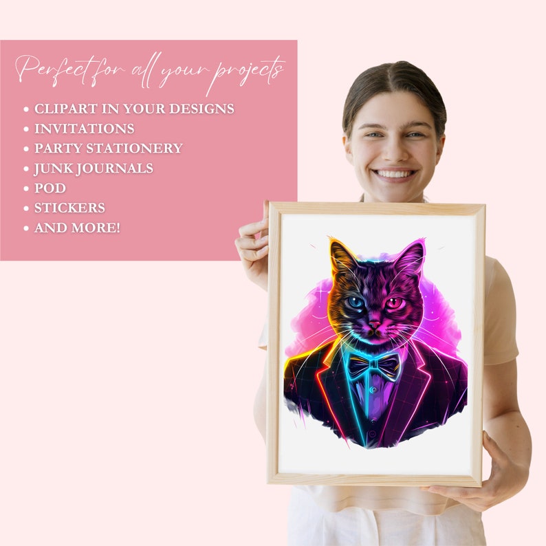 Neon Cat Clipart Transparent PNG Commercial Use Clip Art Neon Art ...