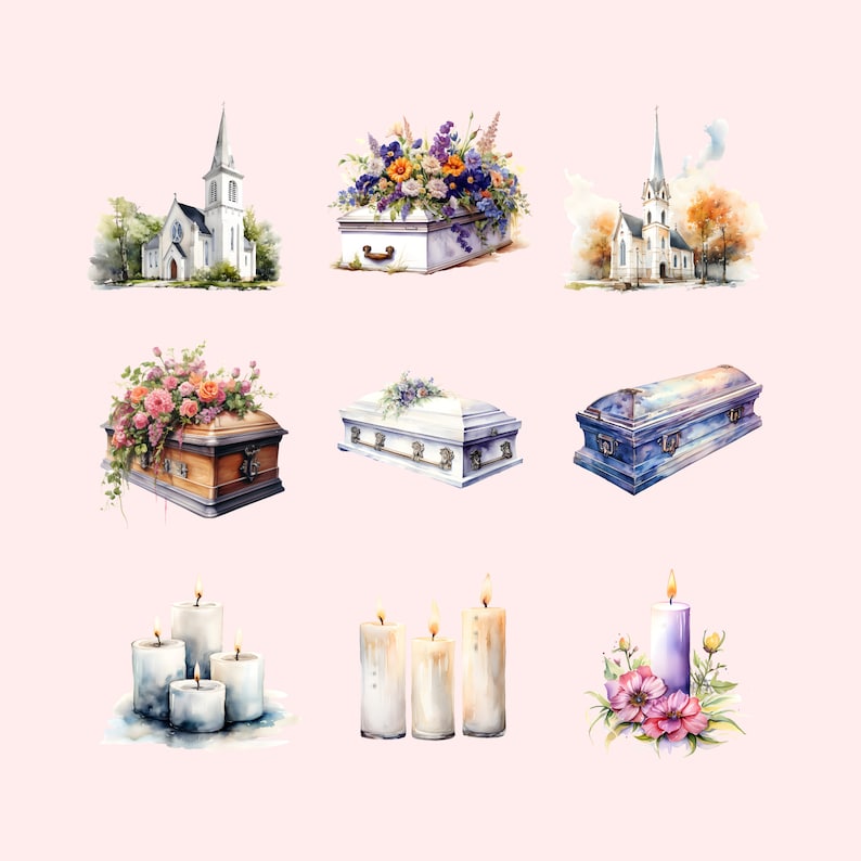 Funeral Clipart Bundle | Transparent PNG | Commercial Use Clip Art ...