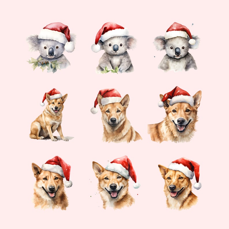 Australian Christmas Animals Clipart Bundle Transparent PNG Commercial ...