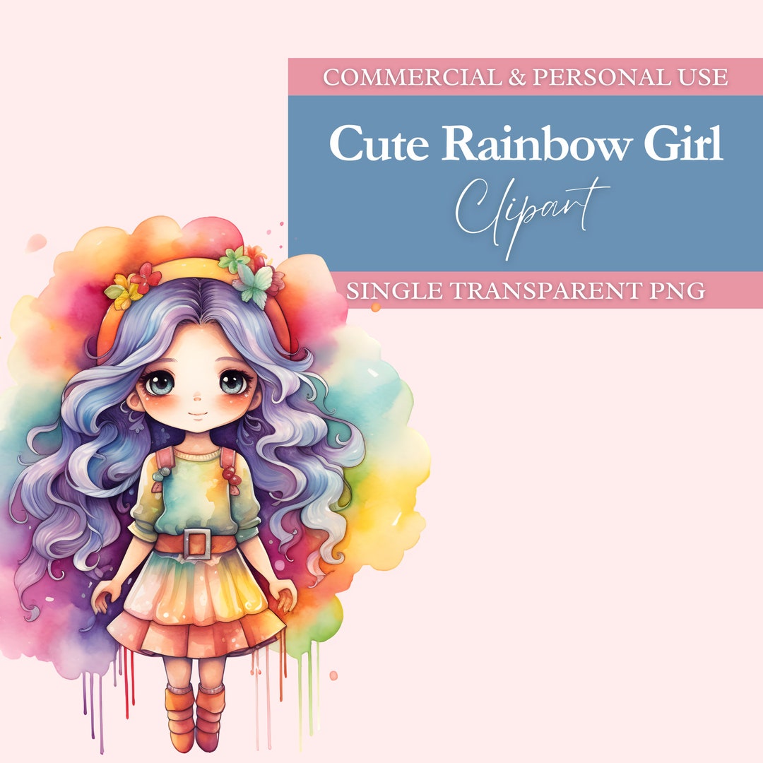 Cute Bright Rainbow Girl Clipart | Transparent PNG | Commercial Use ...
