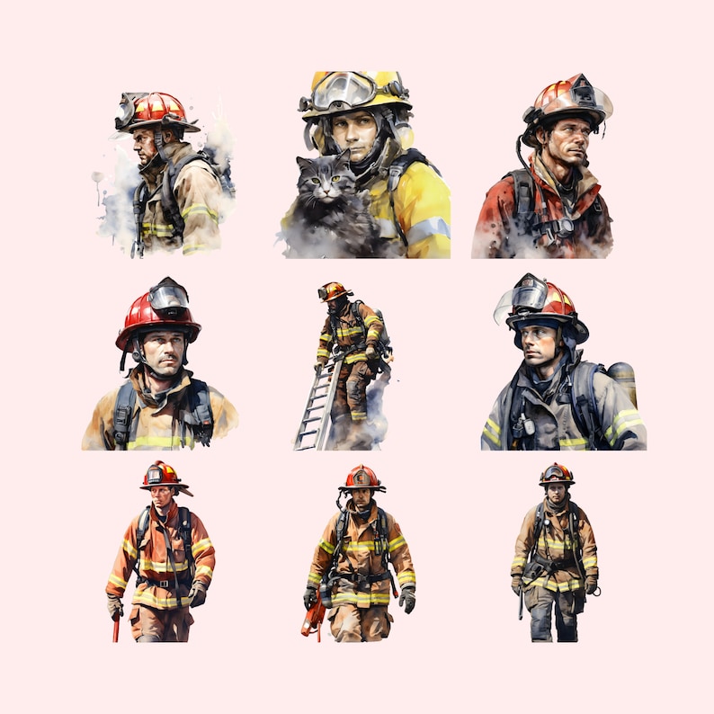 Firefighters Clipart Bundle | Transparent PNG | Commercial Use Clip Art ...