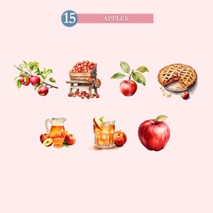 15 Watercolor Apple Clipart: Transparent PNG Images (commercial Use) - Etsy