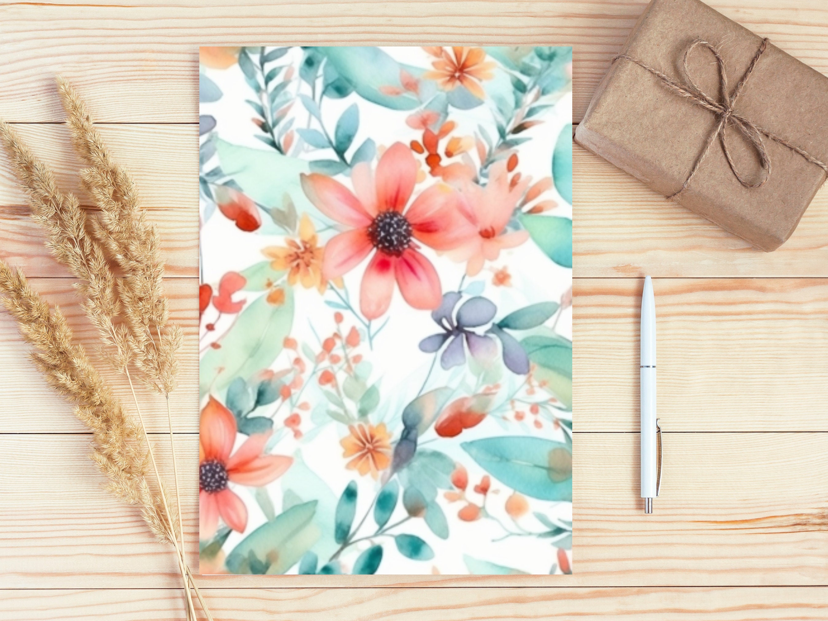 Watercolor Floral Digital Paper - Printable Patterns for Commercial Use ...