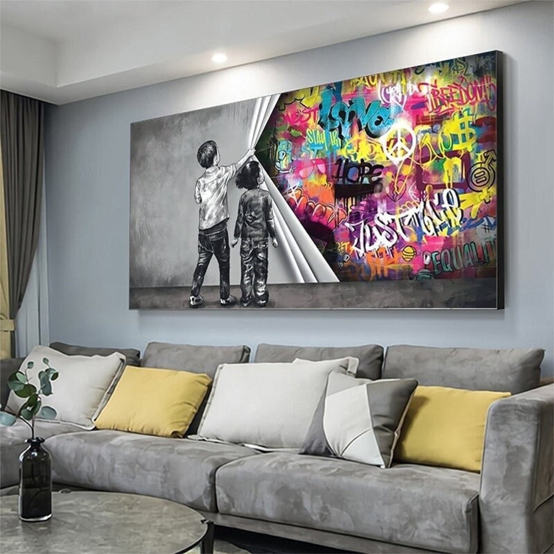 Graffiti Child Uncovered Colorful Love Hope Canvas Bansky - Etsy