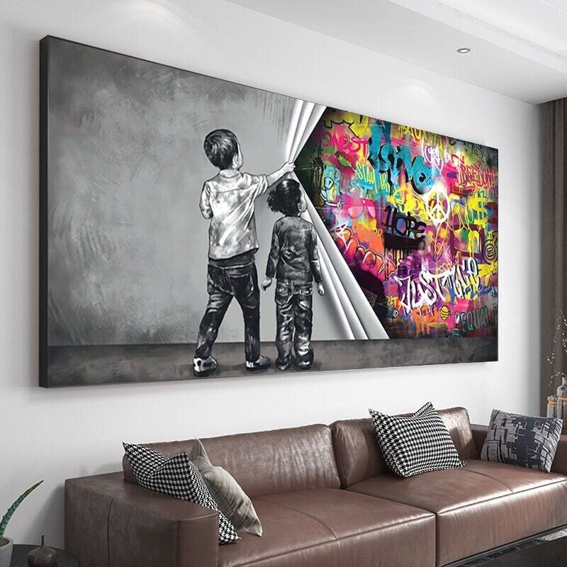 Graffiti Child Uncovered Colorful Love Hope Canvas Bansky - Etsy
