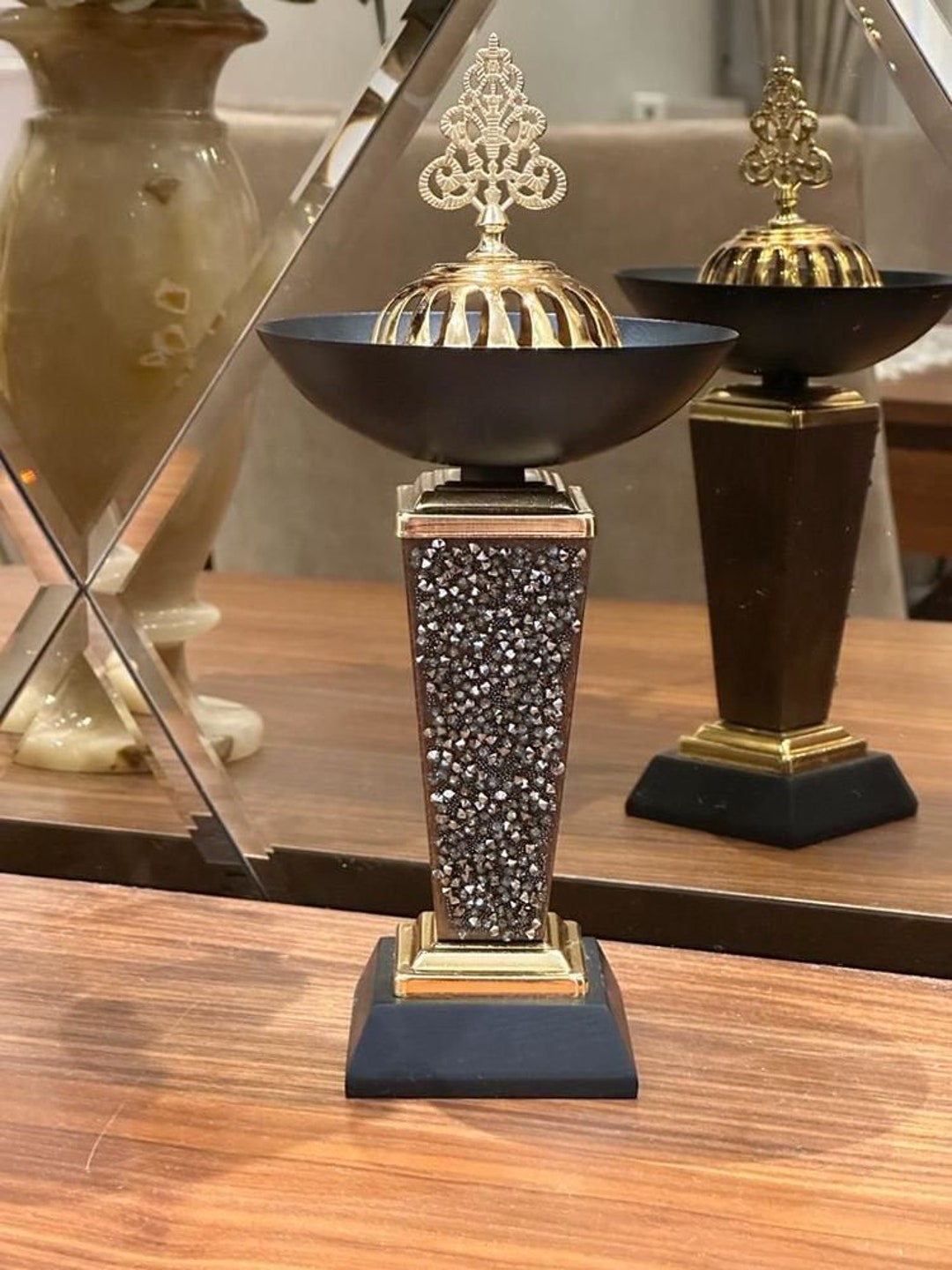 Luxurious Wood Metal Incense and Censer, Incense and Censer, Sage Stain ...