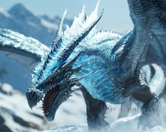 Ice Dragon Clipart Bundle Digital Dragon Art, Transparent Background ...