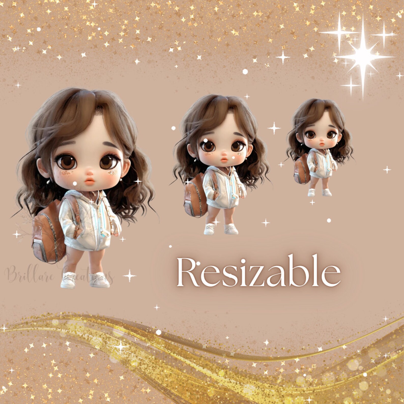 3D Chibi Digital/printable Stickers-png - Etsy