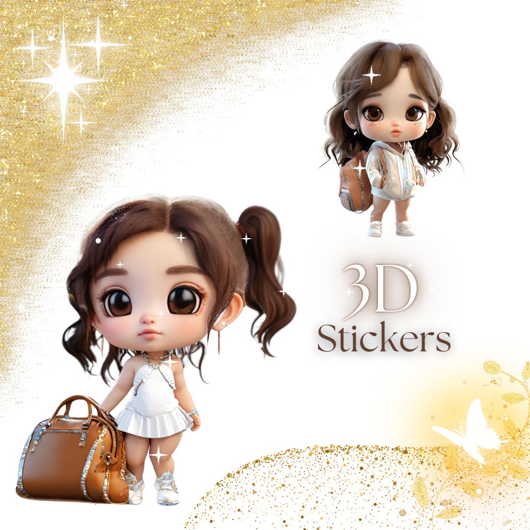 3D Chibi Digital/printable Stickers-png - Etsy