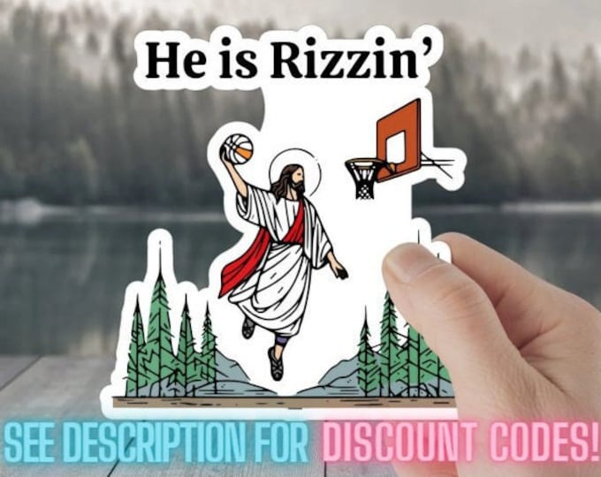He is Rizzin' Sticker Jesus Has Risen Indeed Decal Funny Christian ...