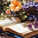 Printable Art - Tales in Bloom - A Book Amongst Wildflowers in A Grassy ...