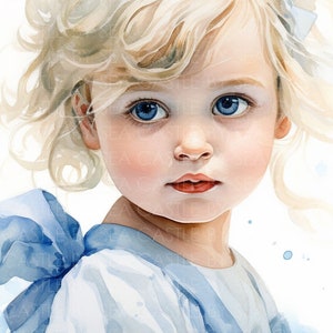 Printable Art - A Splash of Blue - A Blonde-haired Blue-eyed Toddler ...