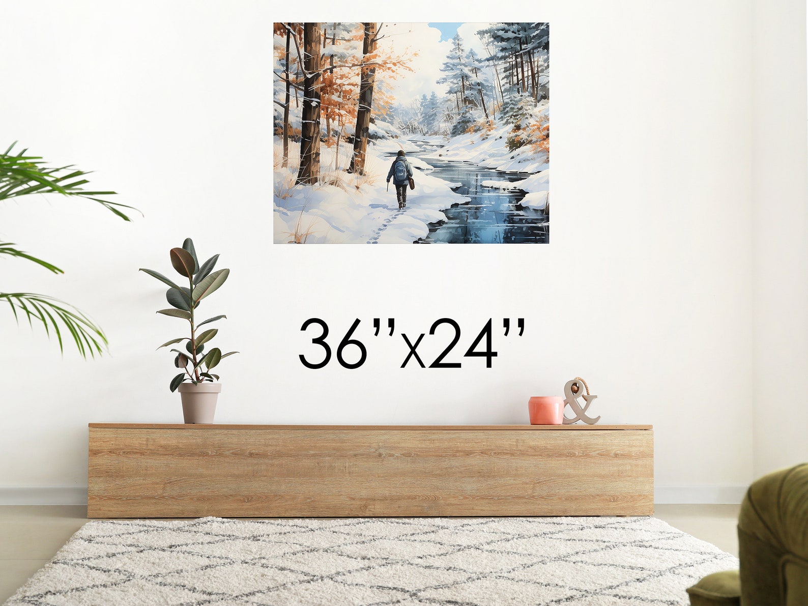 Printable Art - Snowy Stroll - A Lone Figure Making A Path Through A ...