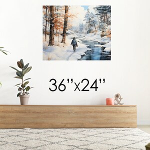 Printable Art - Snowy Stroll - A Lone Figure Making A Path Through A ...