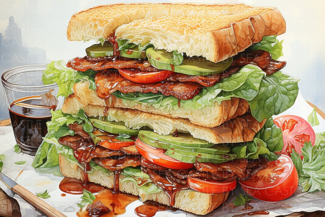 Printable Art - BLT Delight - Bacon, Lettuce and Tomato Sandwich With ...
