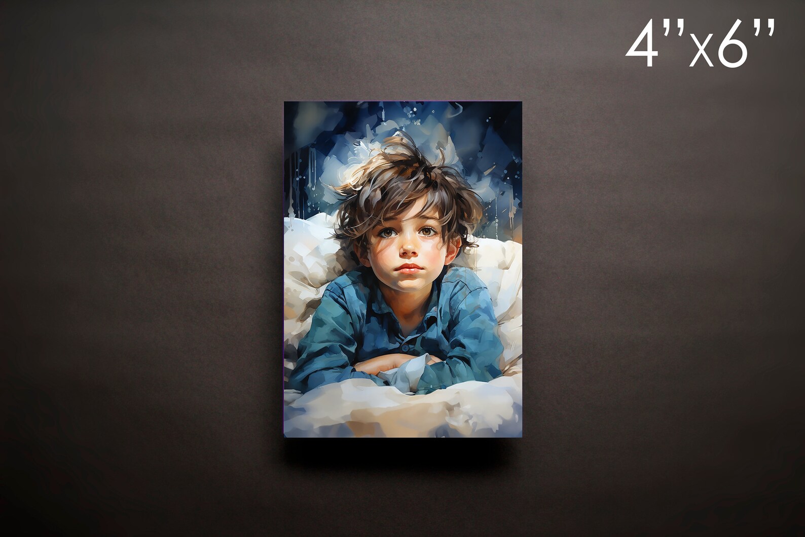 Printable Art - Midnight Melancholy - A Little Boy Laying in Bed at ...
