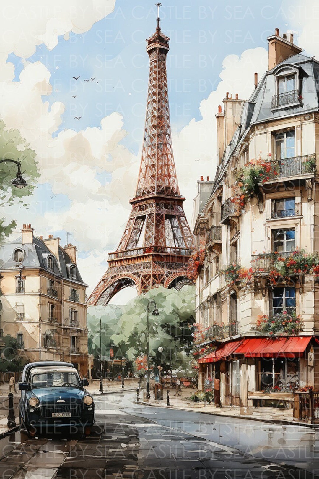 Printable Art - French Reverie - A Scene From A Street in Paris Near ...