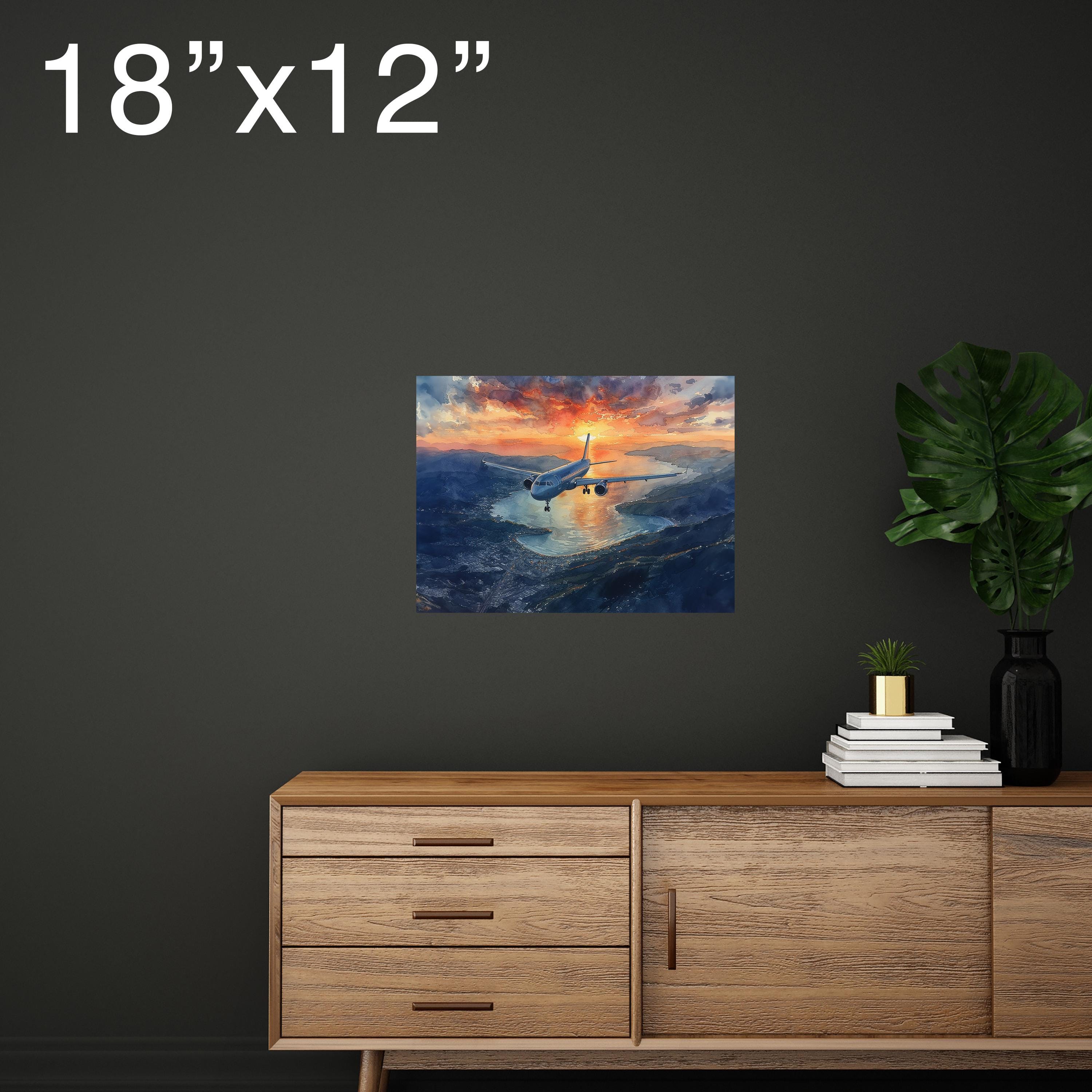 Digital Art - Flight of Fancy - Airplane Over Sunset Coastline ...
