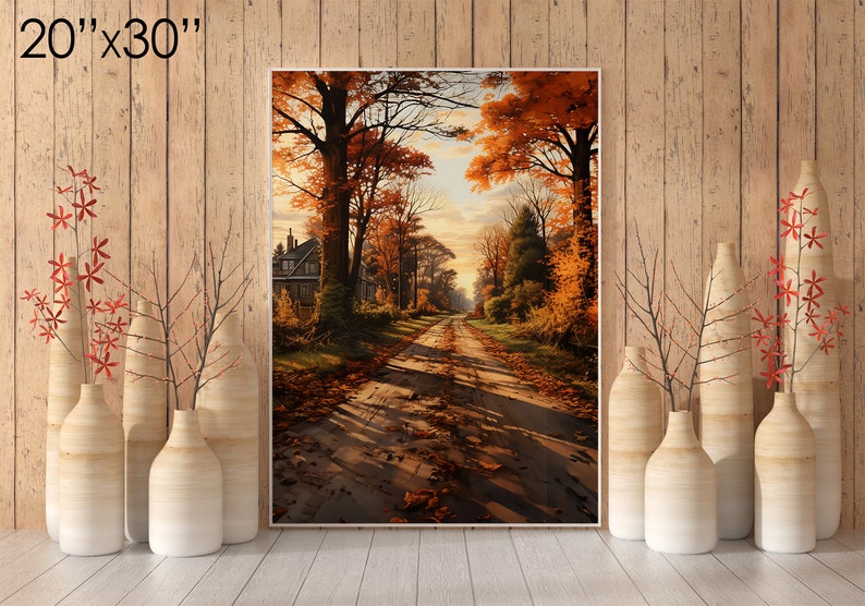 Printable Art - the Golden Path - Fall Foliage Embracing A Dirt Road ...