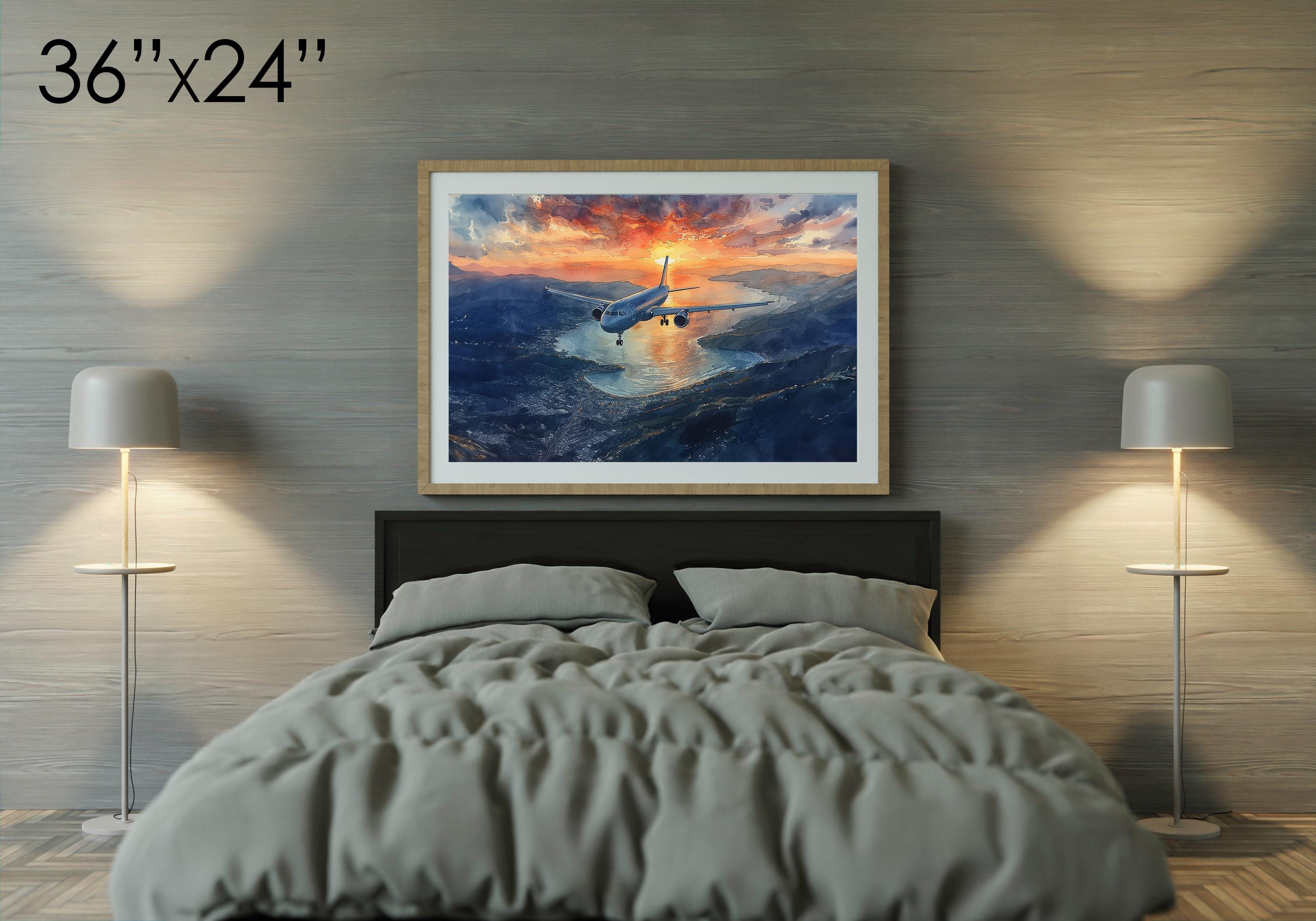 Digital Art - Flight of Fancy - Airplane Over Sunset Coastline ...