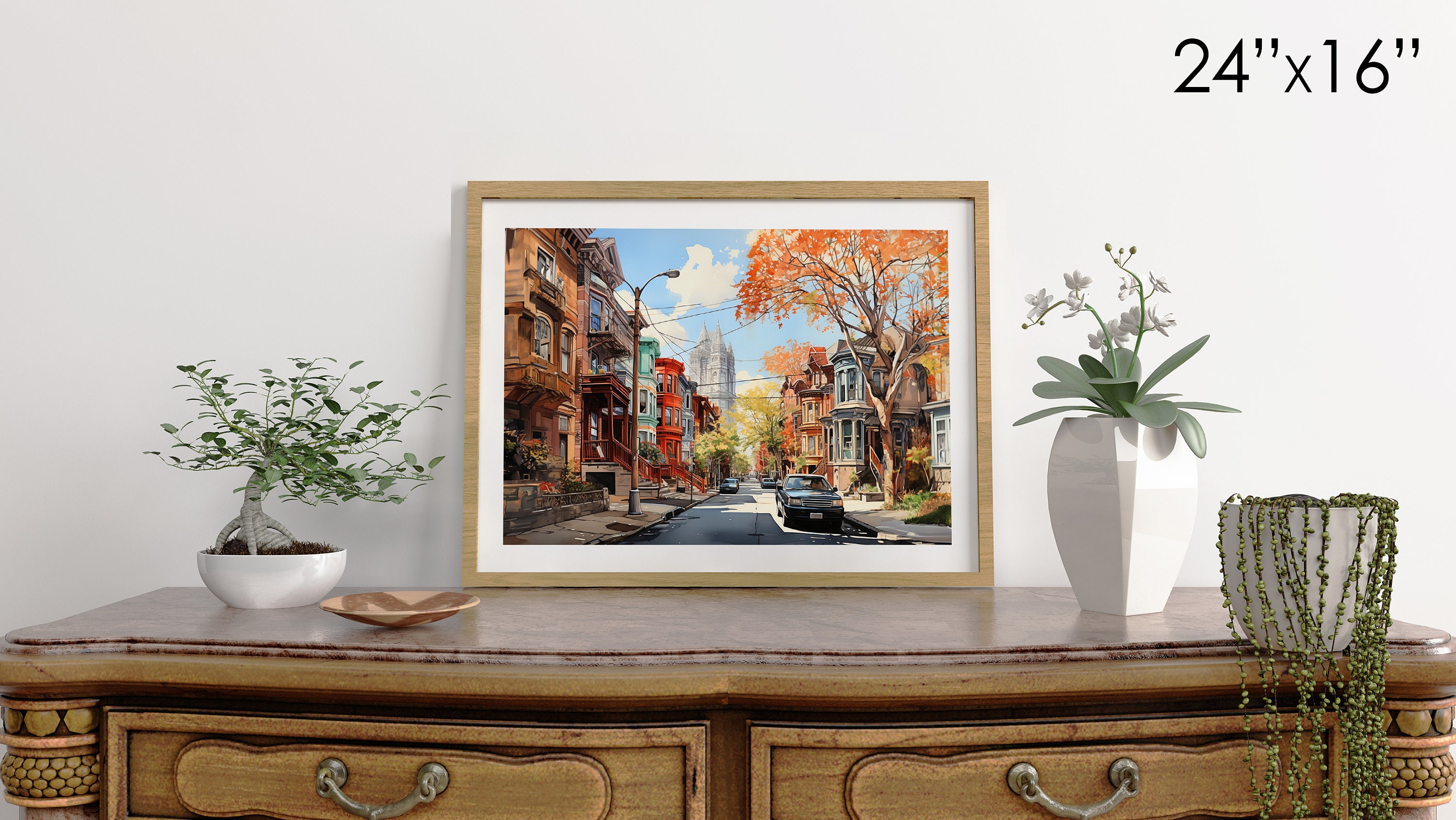 Printable Art - Strokes of Nostalgia - View of A City Block in the 1980 ...