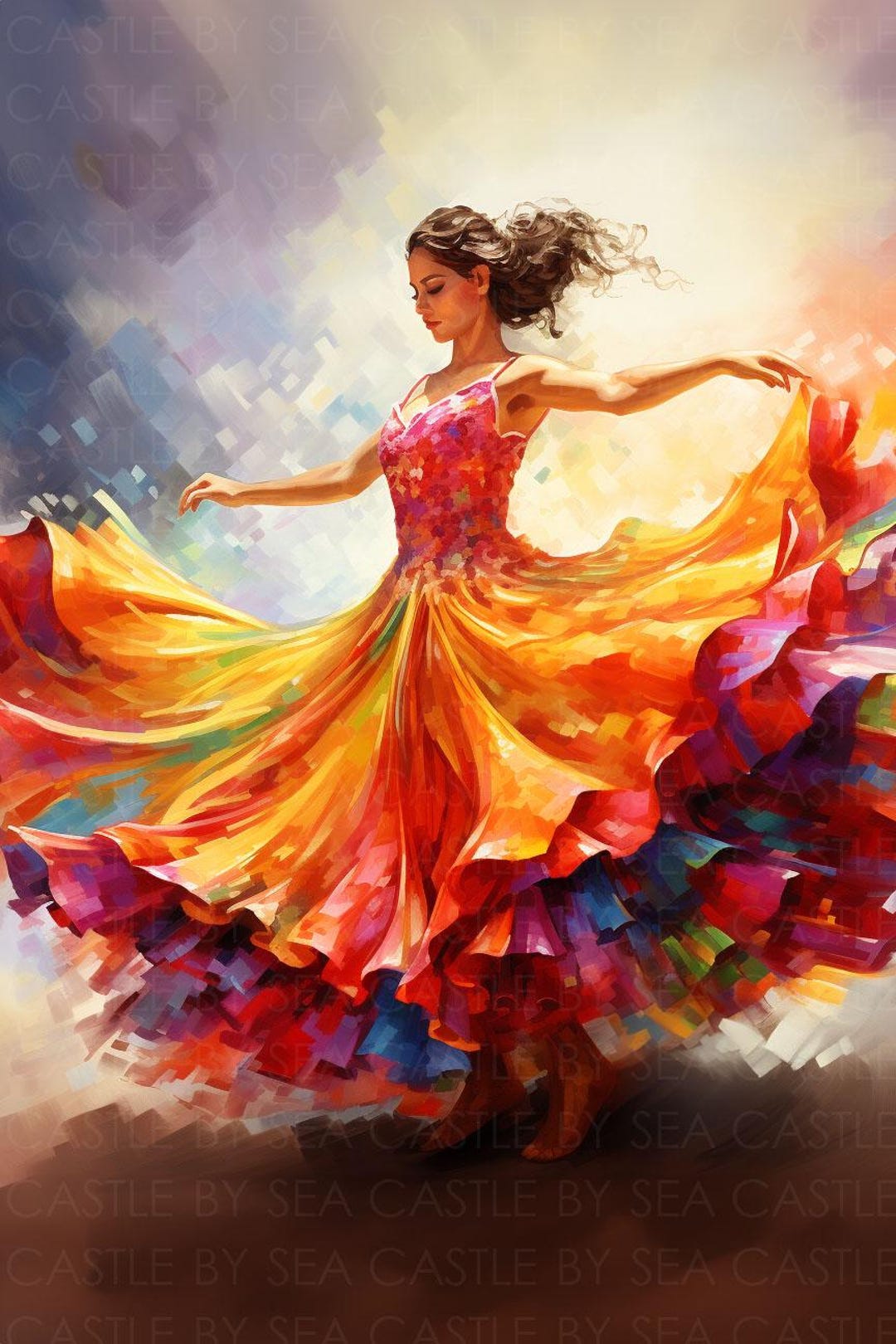 Digital Art - Spectrum of Dance - A Colorful Spanish Dancer in A ...