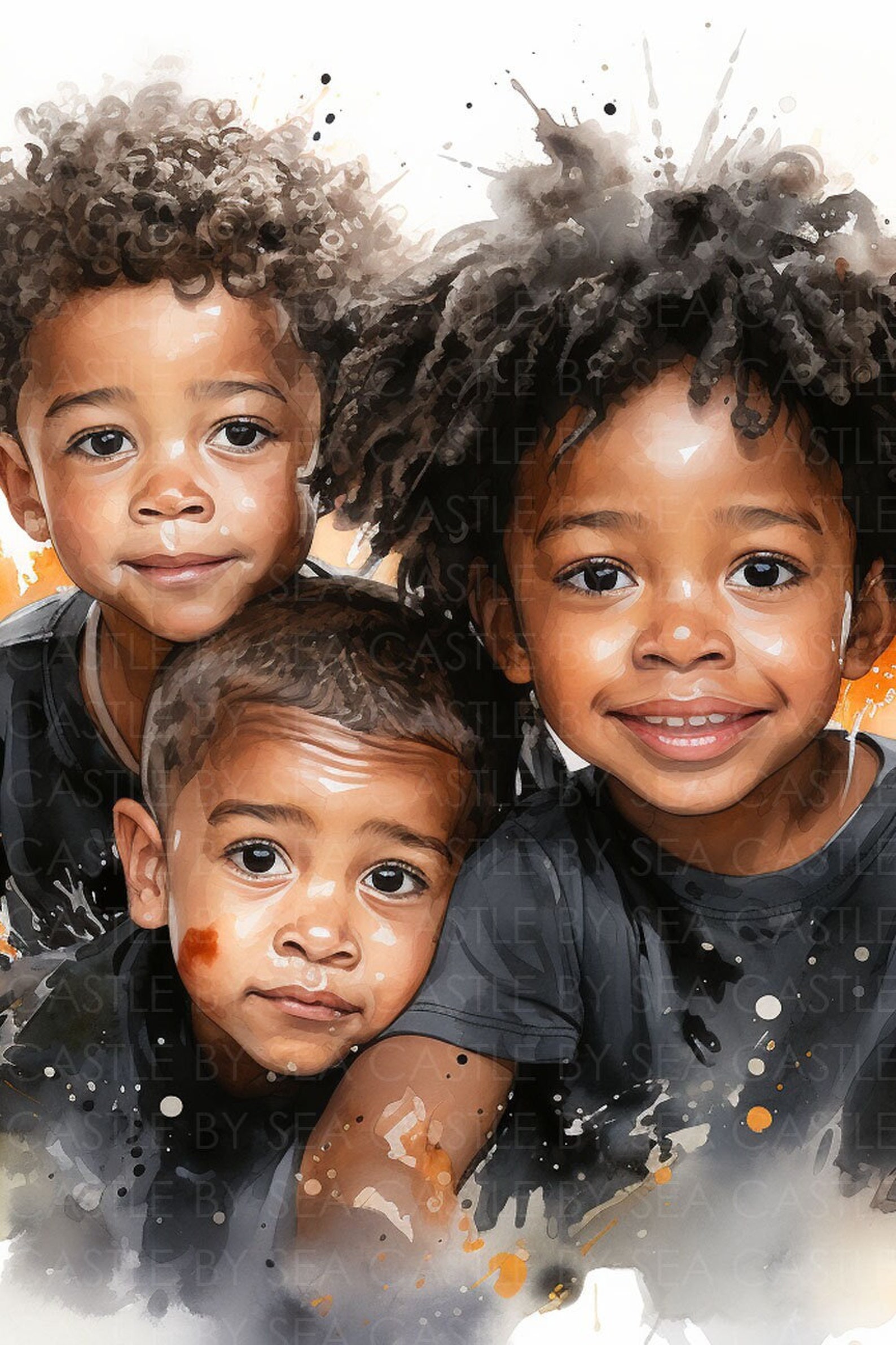 Printable Art - Carefree Days - Black Boys Enjoying A Happy Childhood ...