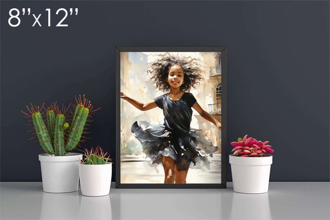 Printable Art - Soulful Steps - Black Girl Dancing Outside in A Black ...
