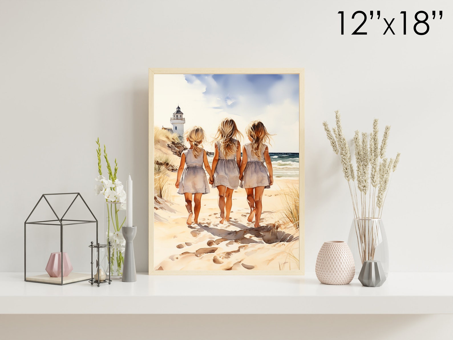 Printable Art - Seashell Sisters - Three Blonde Girls Walking Hand-in ...