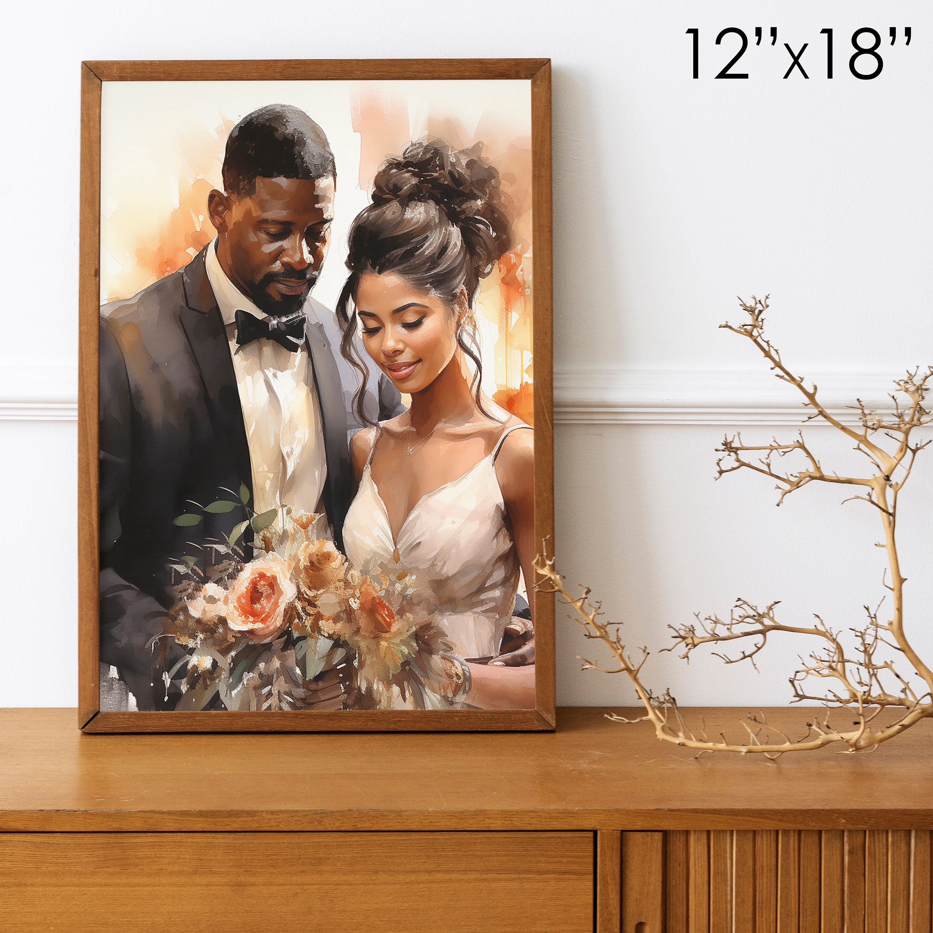 Printable Art - Unity in Love - A Black Bride and Groom Share A Tender ...
