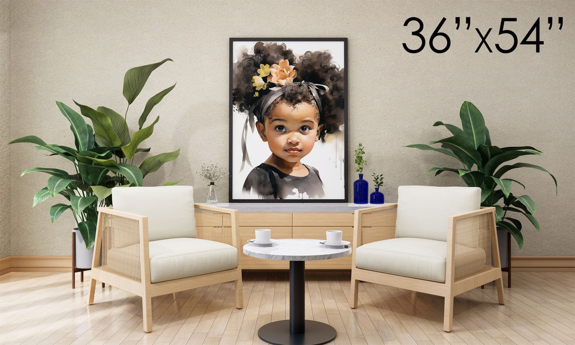 Tiny Trendsetter Printable Wall Art, Black Toddler Girl Portrait Print ...