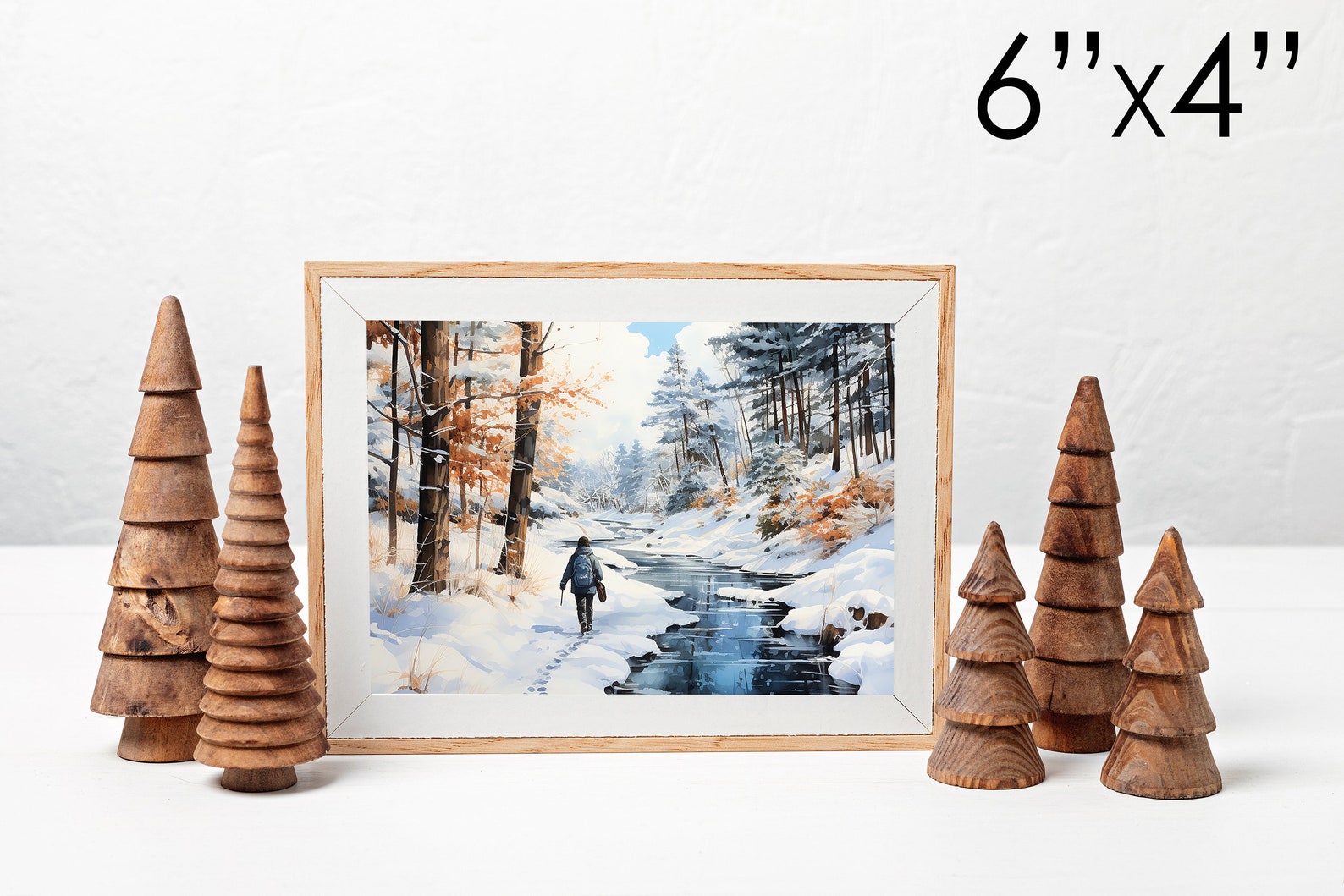 Printable Art - Snowy Stroll - A Lone Figure Making A Path Through A ...