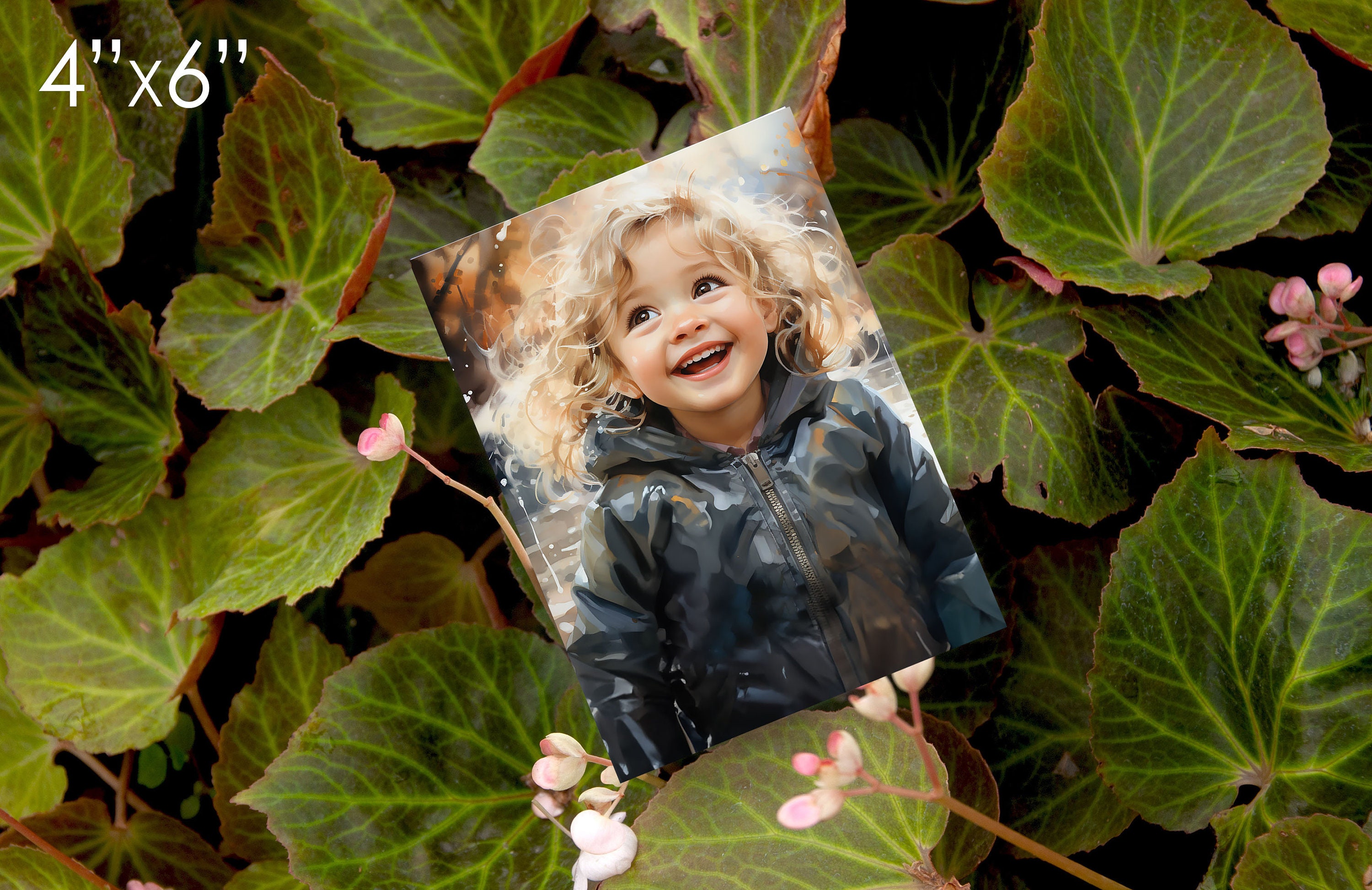 Printable Art - Rainy Day Delight - A Blond Toddler in A Coat Enjoying Daytime Drizzle ...