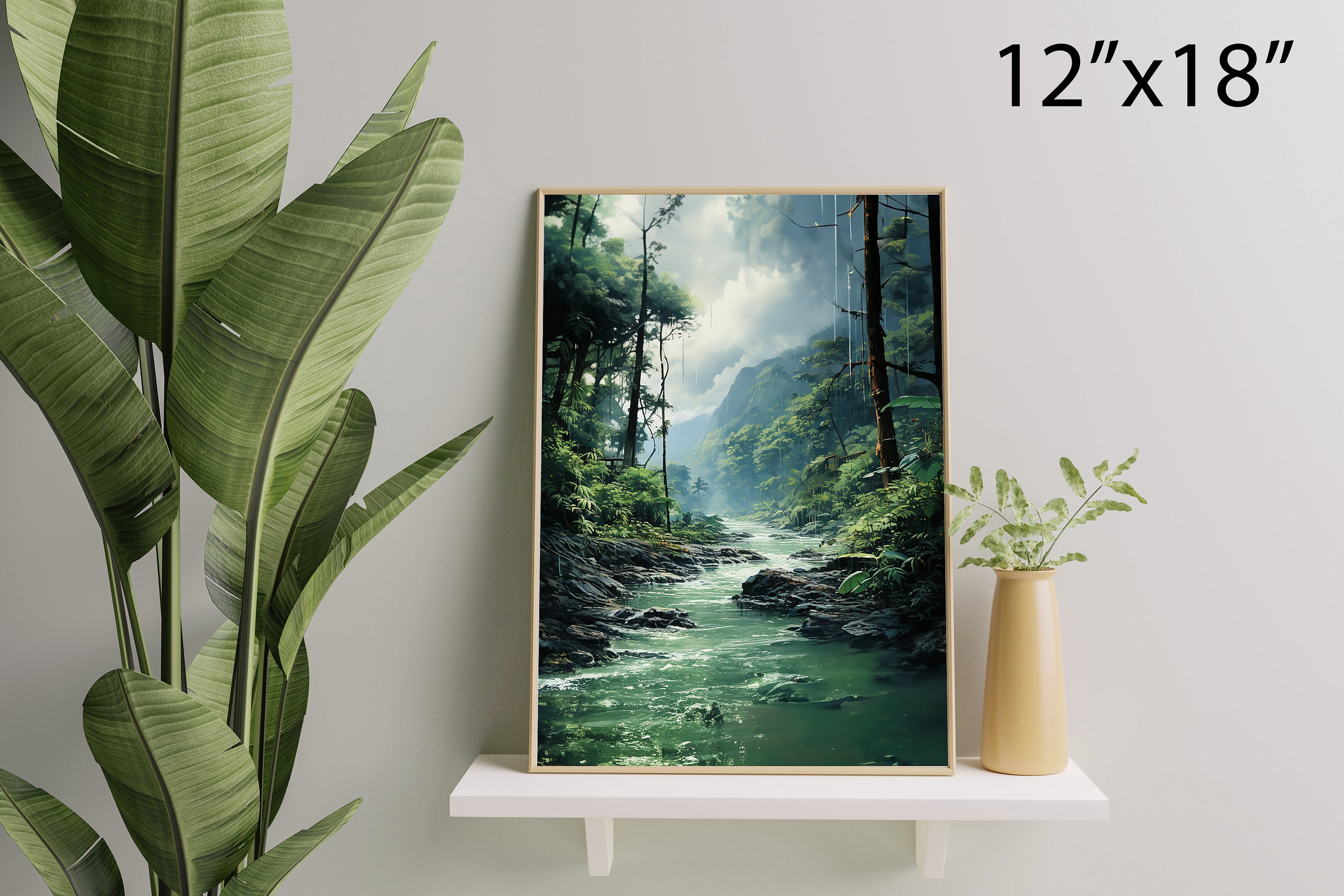 Printable Art - Jungle Rainfall - Rain Falling in A Rainforest ...