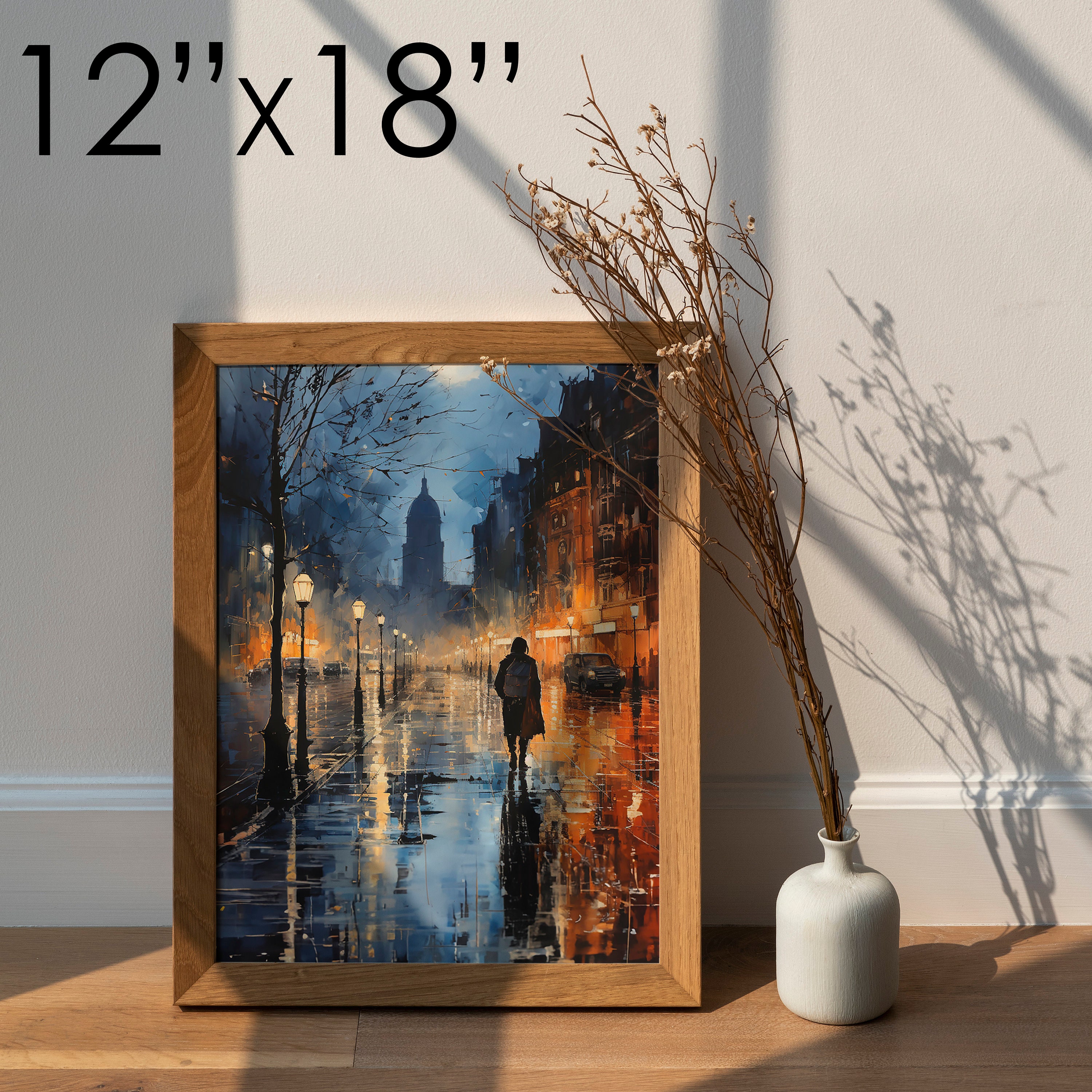 Printable Art - Alone With the City - A Lone Figure Walking Down an ...