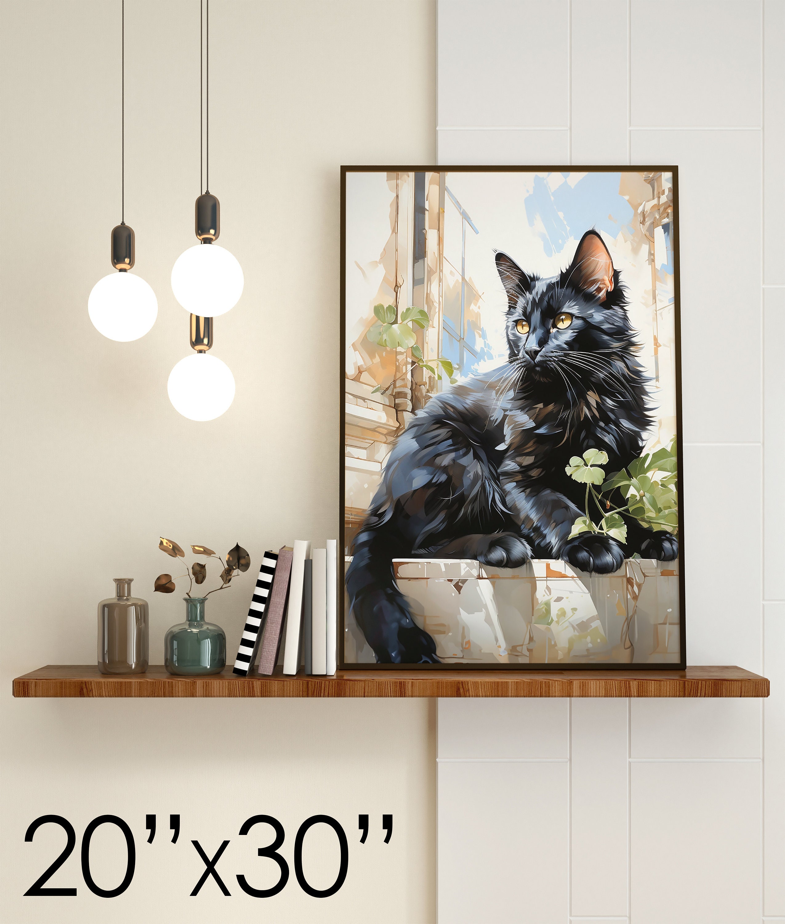 Printable Art - Sunny Sill - A Black Cat Enjoying A Sunny Day on A ...
