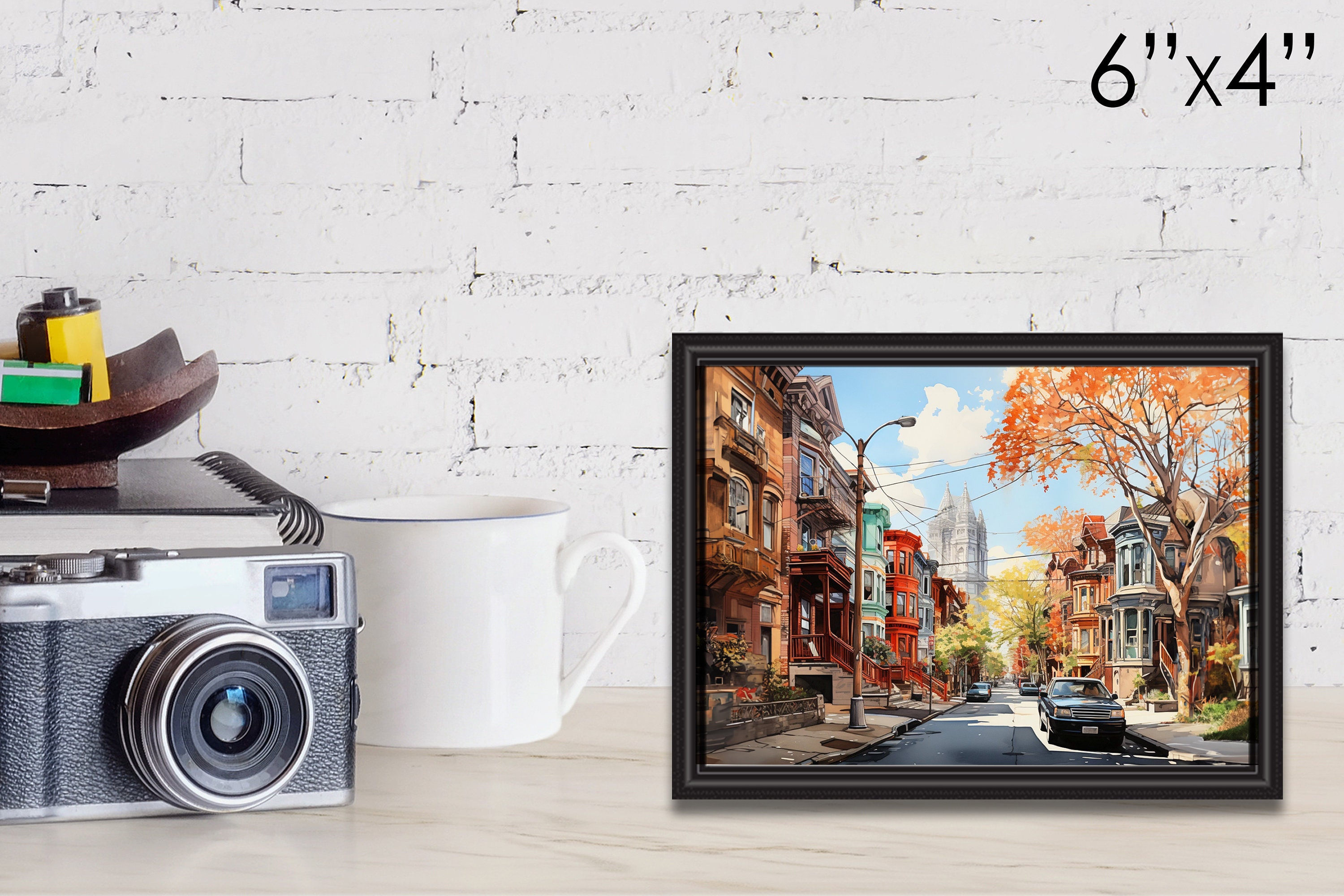 Printable Art - Strokes of Nostalgia - View of A City Block in the 1980 ...