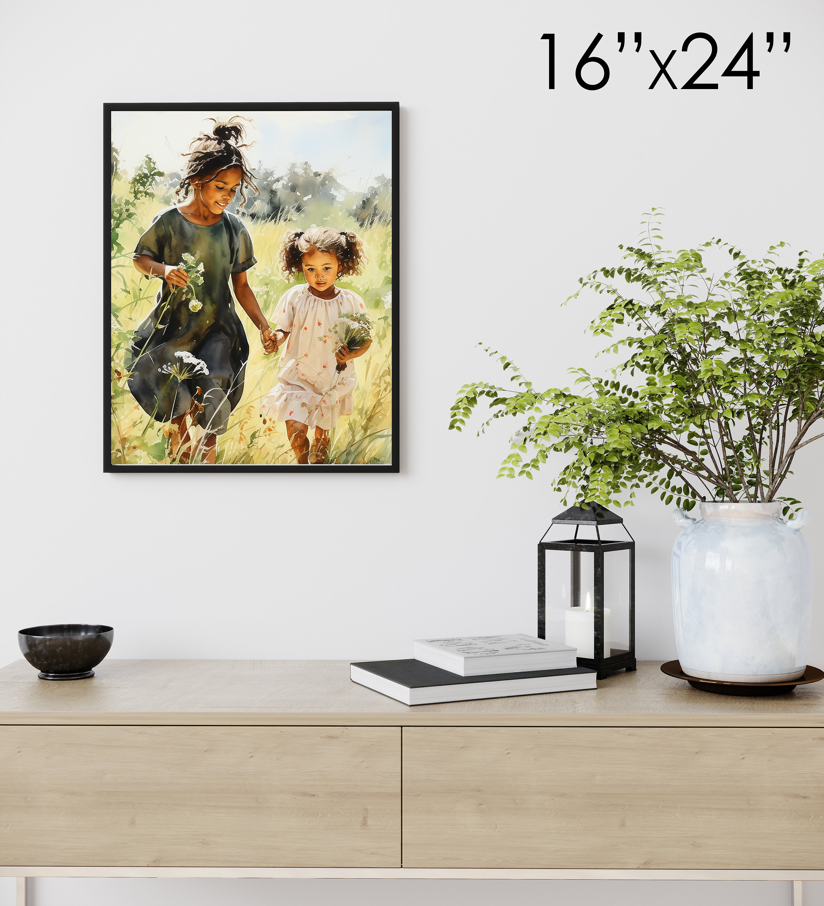 Printable Art - Grassland Giggles - Two Black Girls Playing in A Grassy ...
