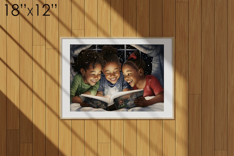 Printable Art the Gift of Christmas Stories Black Children Reading A ...