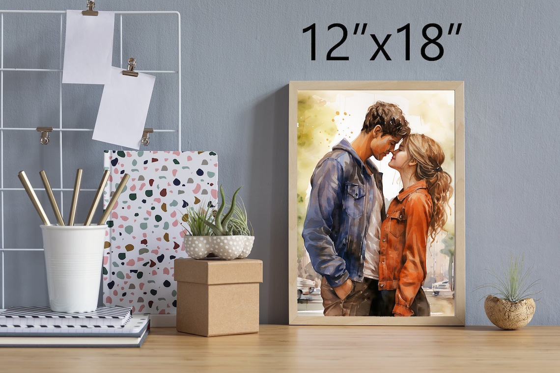 Printable Art - Adolescent Affection - Teenage Boy and Girl Sharing A ...