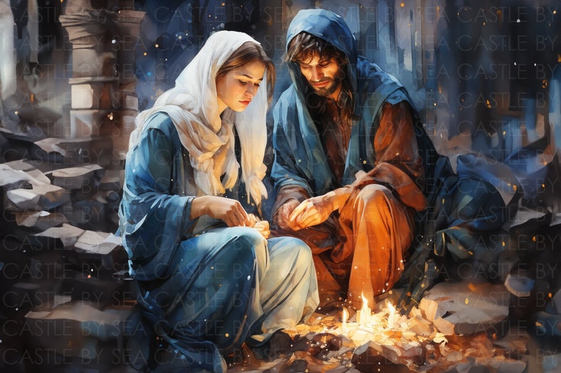 Digital Art - Mary, Joseph, and the Manger - Biblical Scene of Mary and ...
