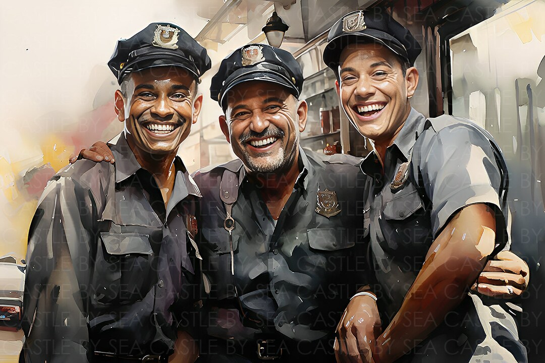 Printable Art - Smiles in Uniform - Three Smiling Police Officers ...