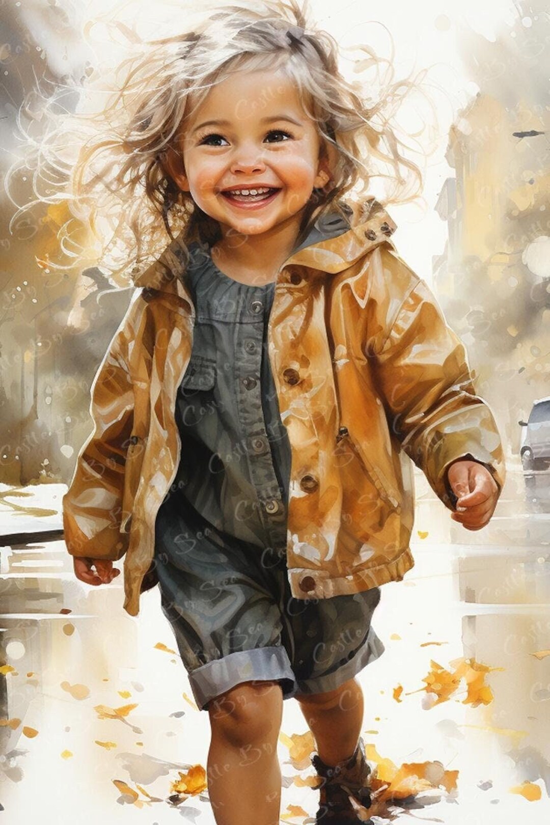 Digital Art - Smile in the Storm - A Blonde Toddler Girl Smiling in the ...