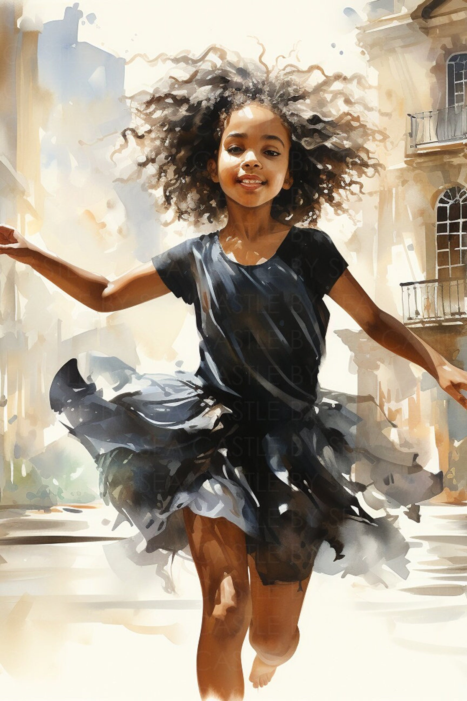 Printable Art - Soulful Steps - Black Girl Dancing Outside in A Black ...