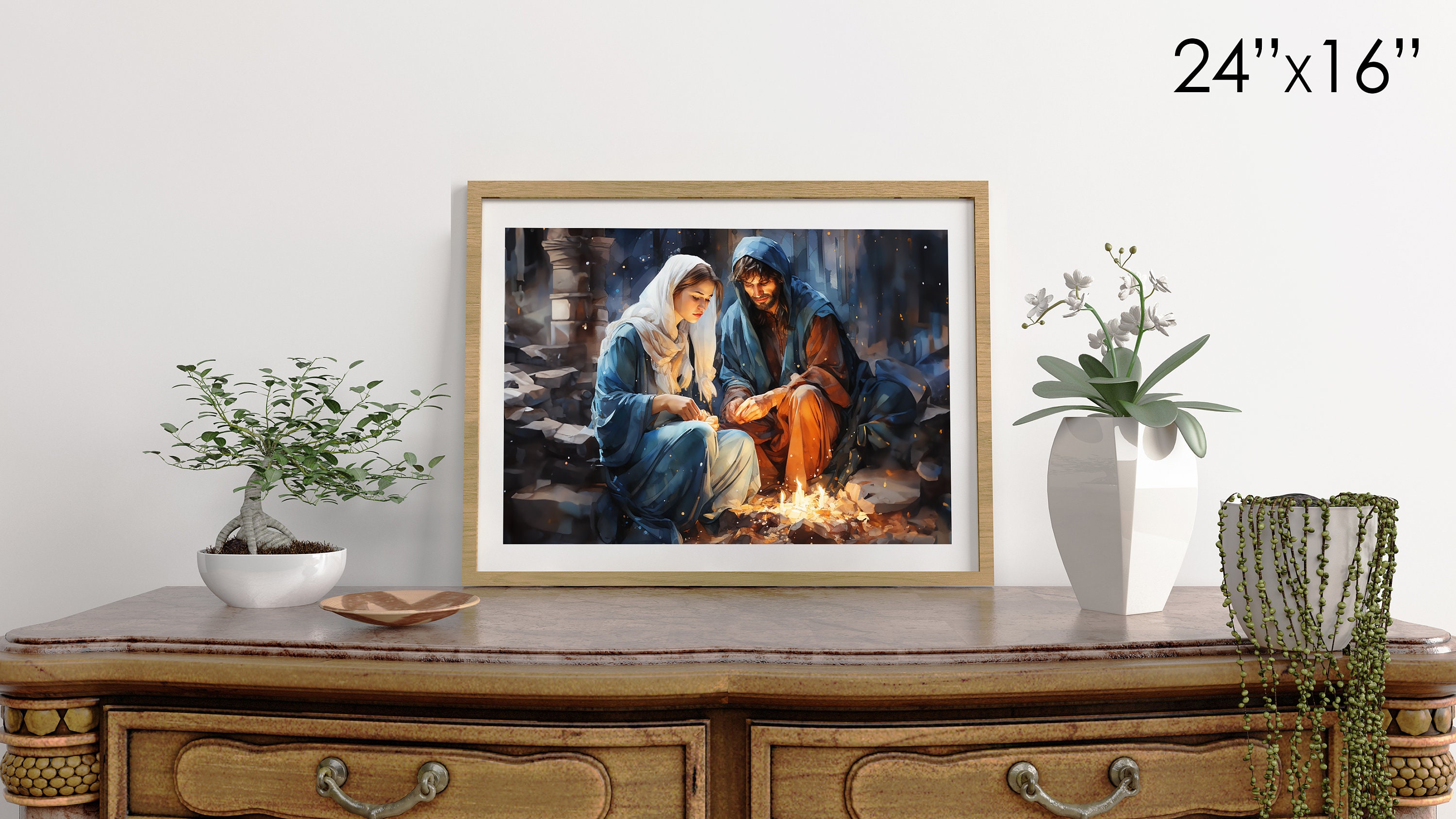 Digital Art - Mary, Joseph, and the Manger - Biblical Scene of Mary and ...
