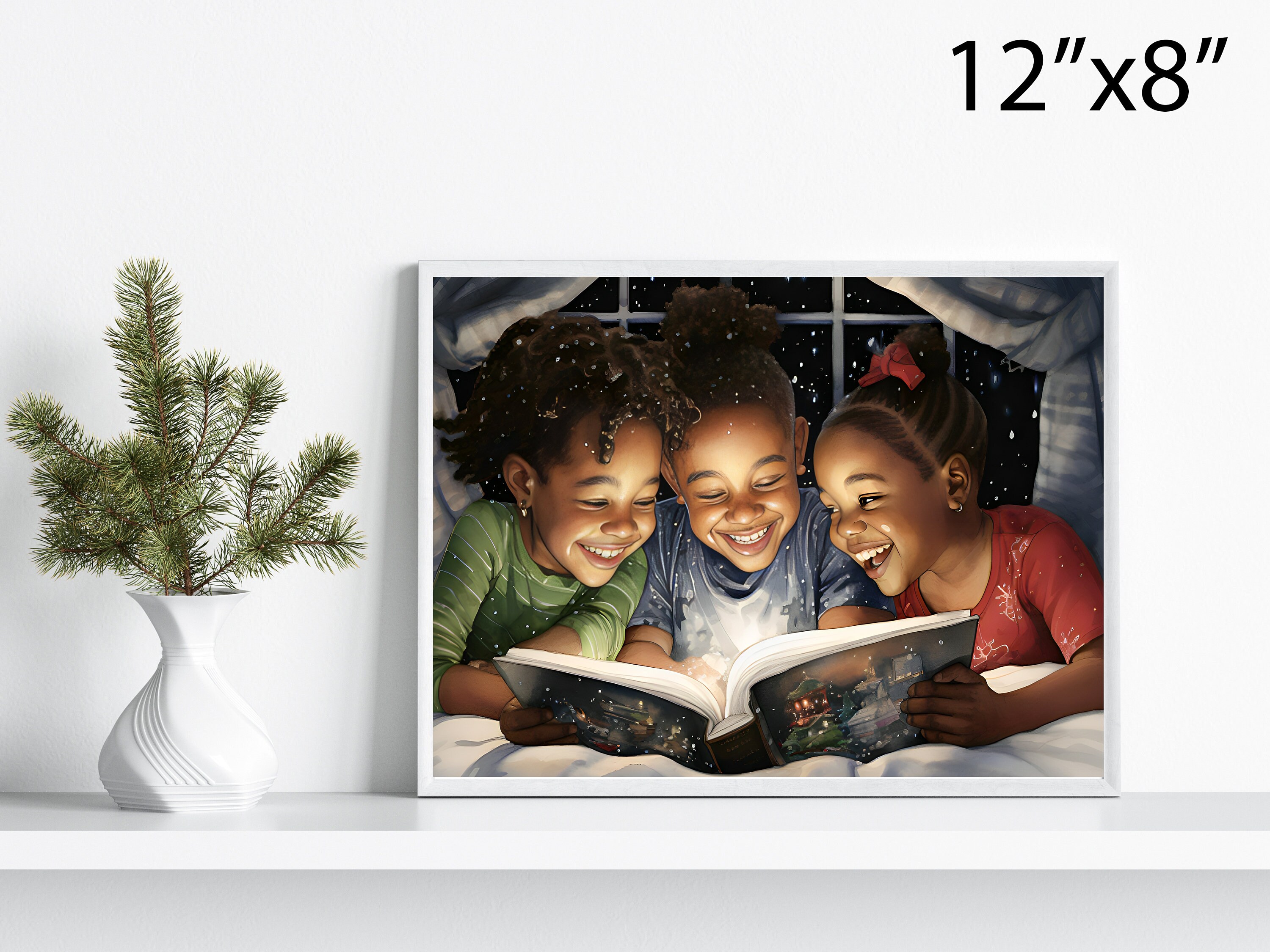 Printable Art - the Gift of Christmas Stories - Black Children Reading ...