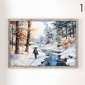 Printable Art - Snowy Stroll - A Lone Figure Making A Path Through A ...