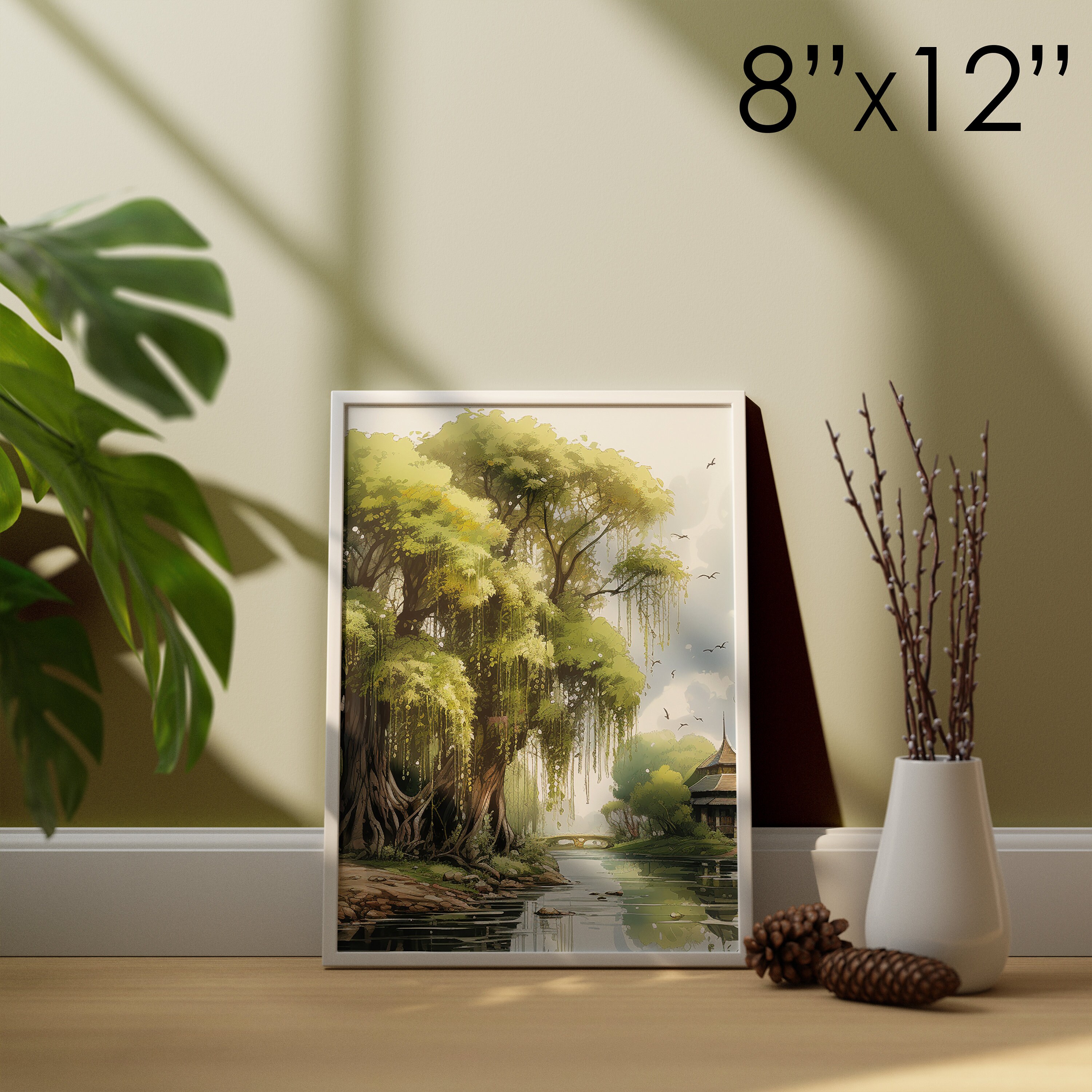 Printable Art - Willow's Reflection - Weeping Willow Tree Reflected on ...